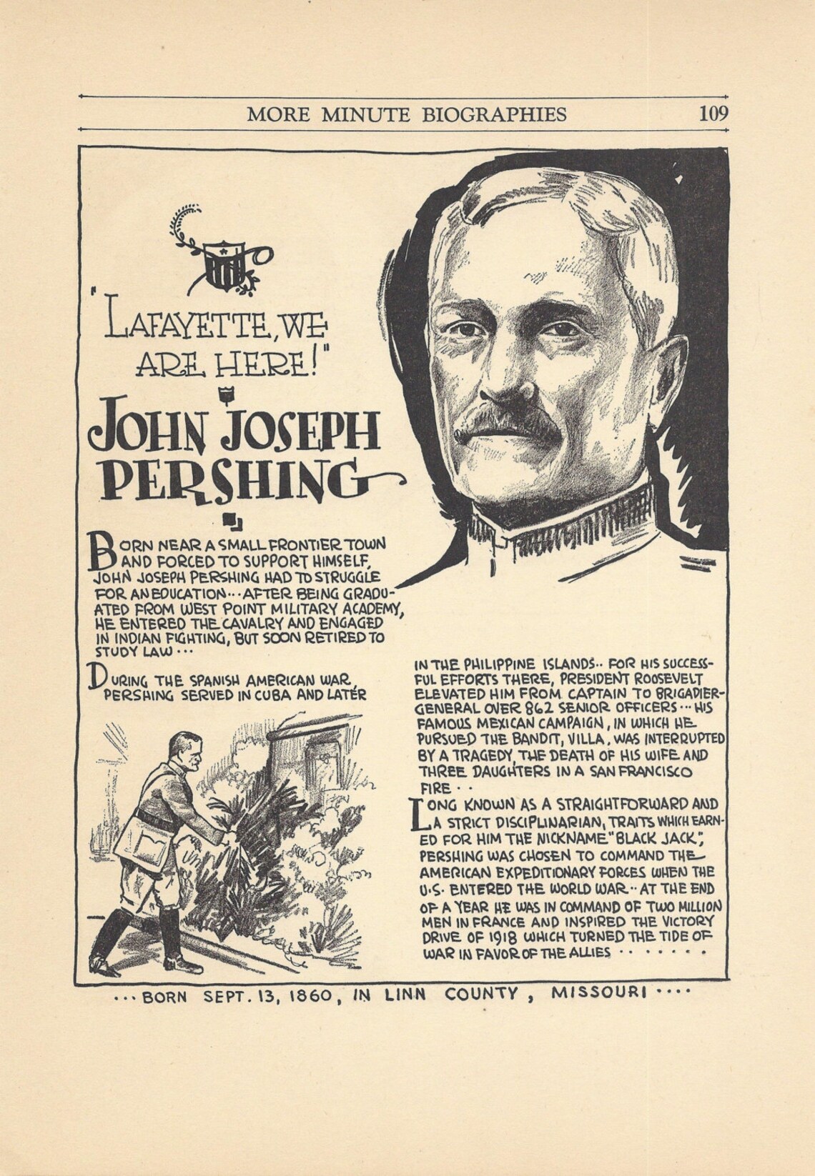 John J Pershing Black Jack Vintage Art Print Classroom Art | Etsy