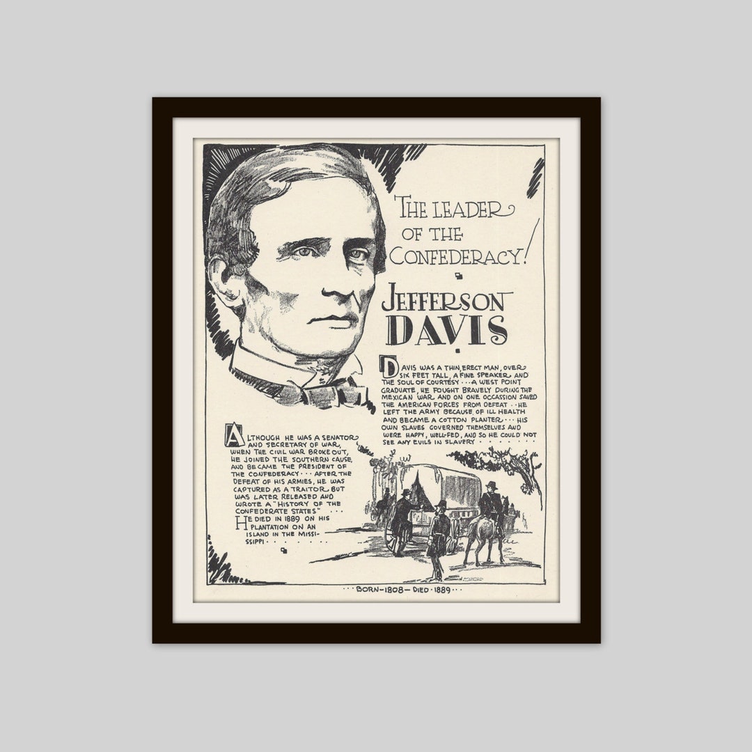 Jefferson Davis, Vintage Art Print, Confederacy, Confederate Army ...