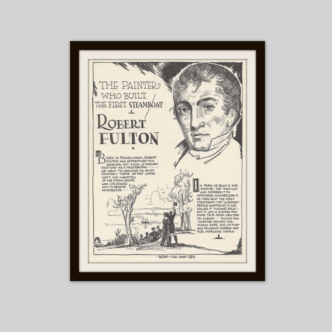 Robert Fulton Vintage Art Print: Steamboat Inventor, US History - Etsy