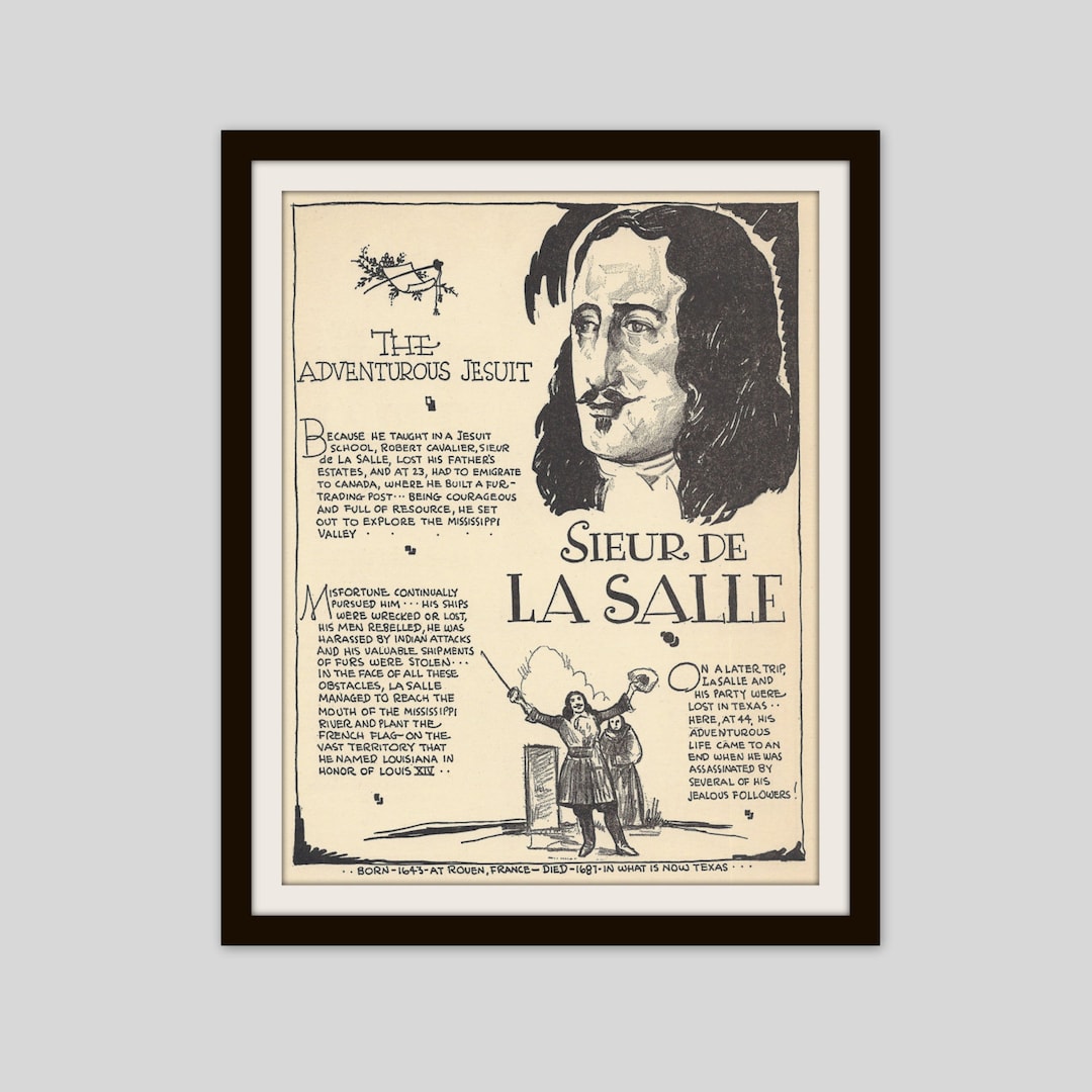 Sieur De La Salle, Vintage Illustration, Classroom Art, Teacher Gift ...