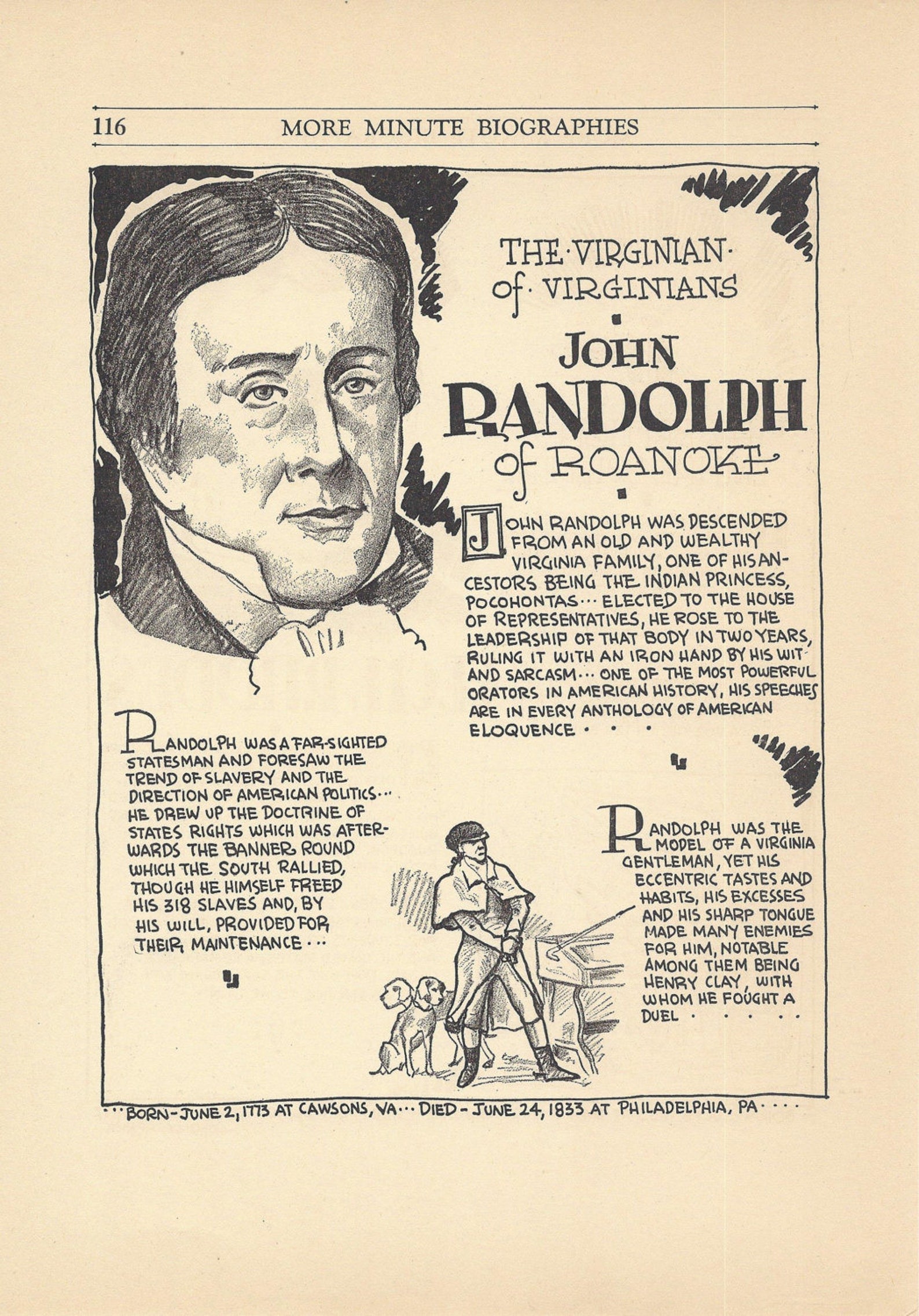 John Randolph of Roanoke: Vintage American History Art Print - Etsy