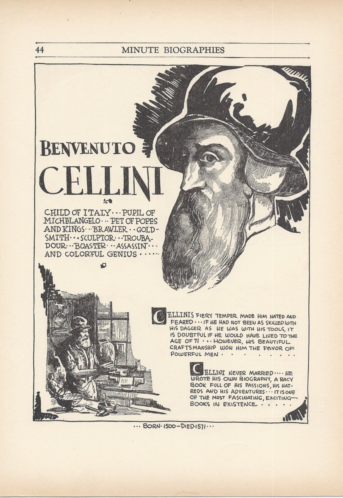 Benvenuto Cellini Vintage Art Print Classroom Art Art | Etsy