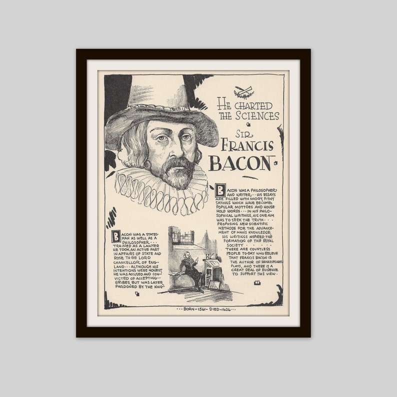 Sir Francis Bacon Vintage Art Print Historical Figure - Etsy