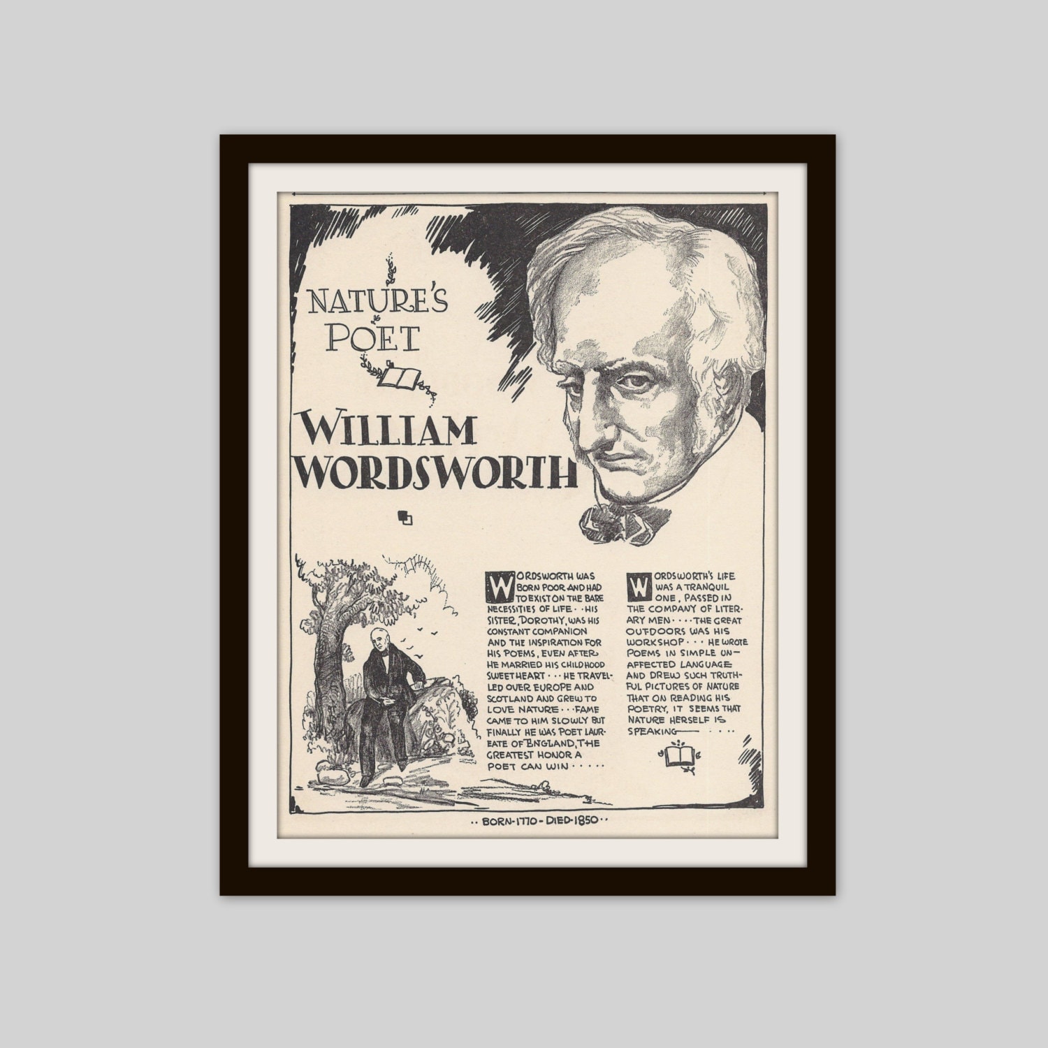William Wordsworth Vintage Art Print Historical Figure - Etsy