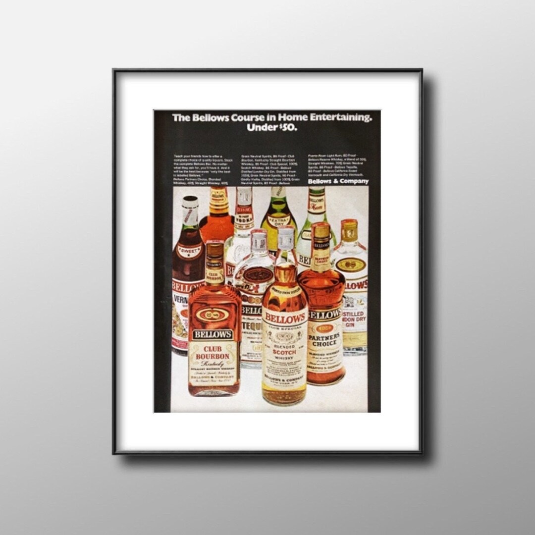 1969 Bellows & Company Alcohol Print Ad, Original Magazine ...