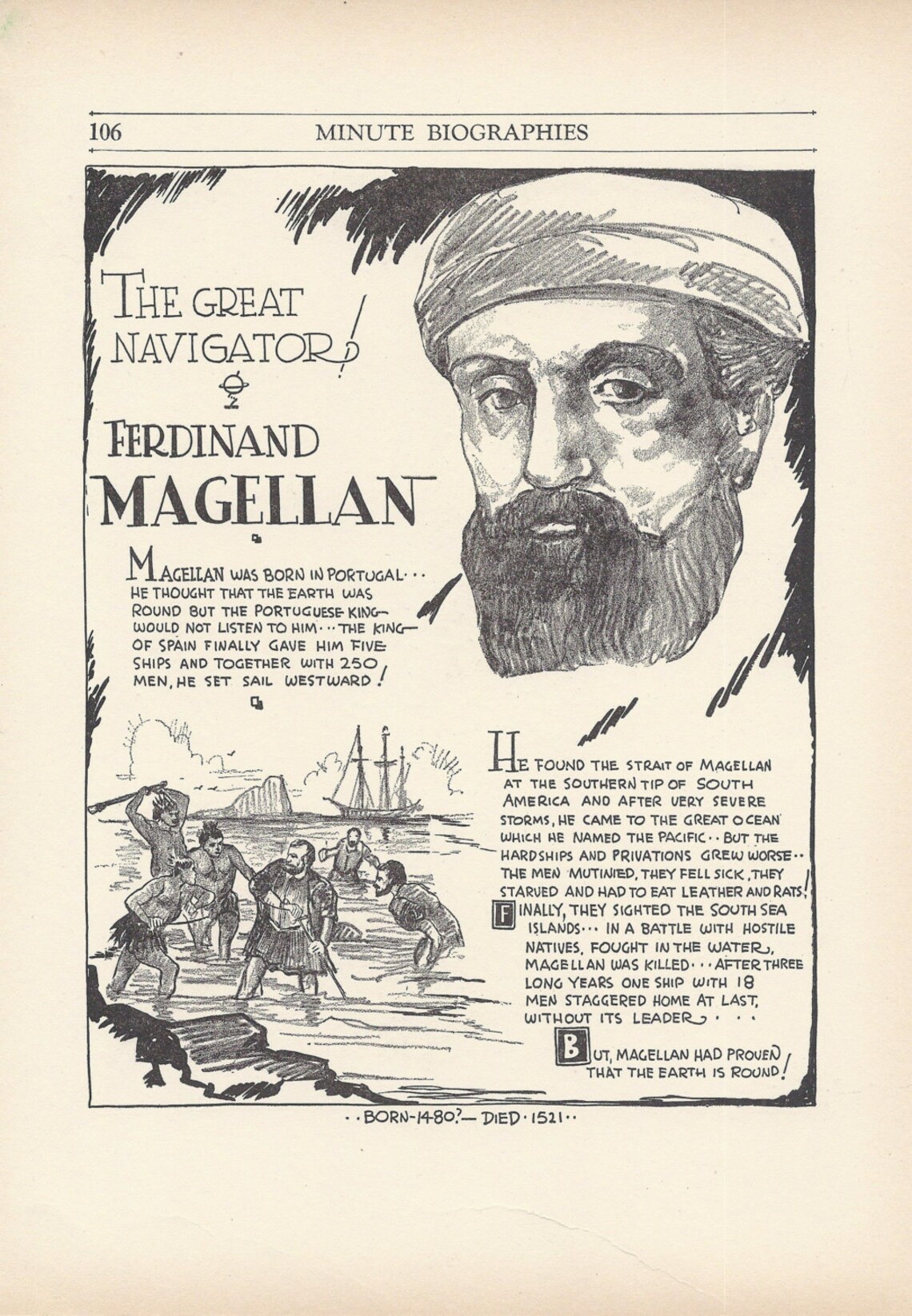 Ferdinand Magellan Vintage Art Print Classroom Art History | Etsy