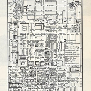 Toronto Canada Map, City Map, Street Map, 1950s, Black and White, Retro ...