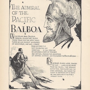 Balboa, Vintage Art Print, History Print, Teacher Gift, Classroom Art ...