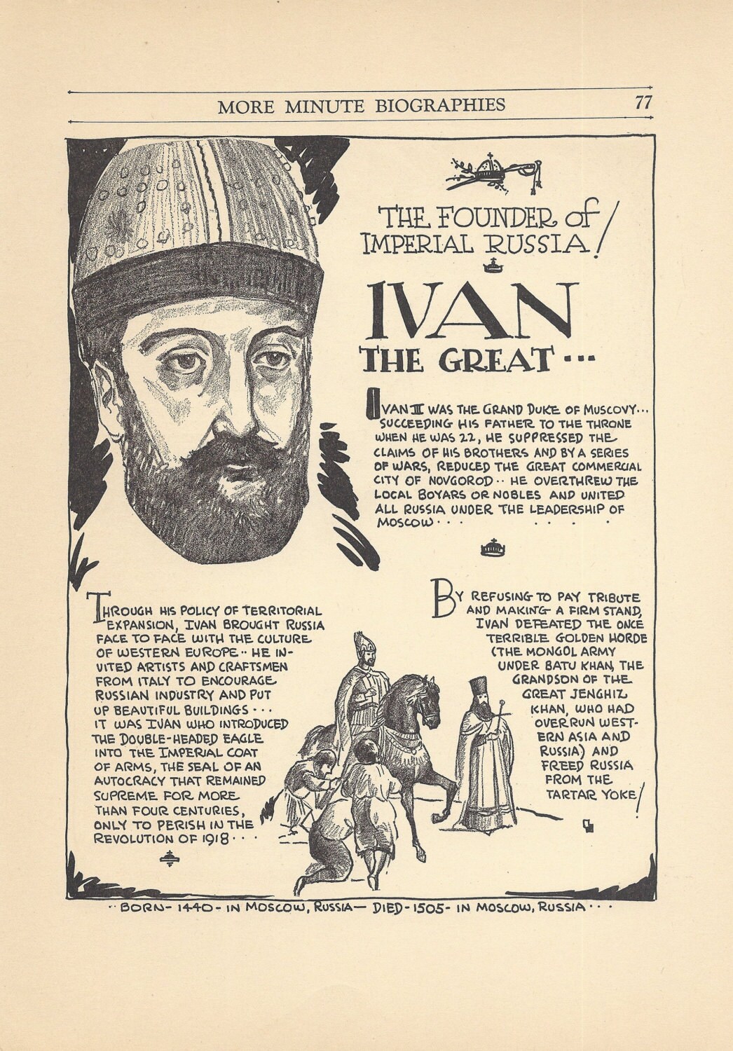Ivan the Great, Vintage Biographical Art Print, Russian History - Etsy