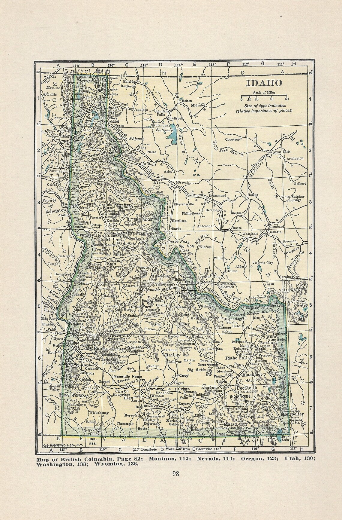 Idaho Map 1924 Antique Map Cabin Decor Lake House Wall Art - Etsy