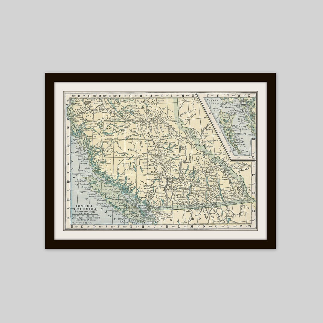 British Columbia Map, C. 1924 Antique Map, Canada Provinces Map, Map ...