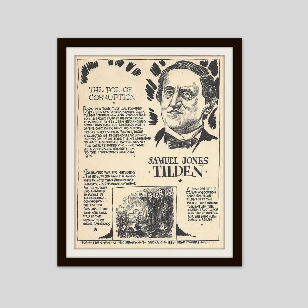 Samuel J Tilden Vintage Art Print: American History Biography - Etsy