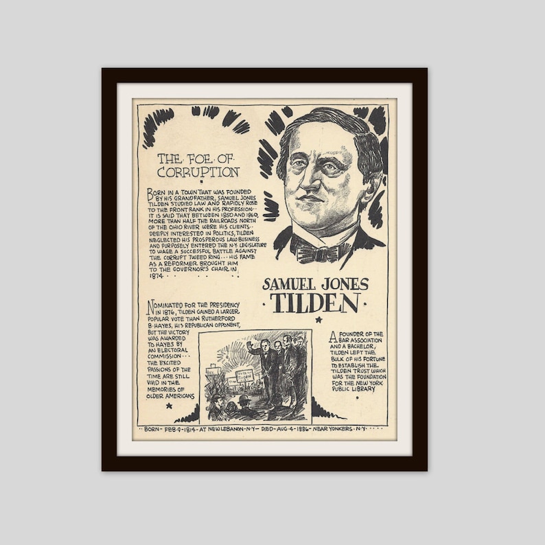 Samuel J Tilden Vintage Art Print: American History Biography - Etsy