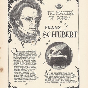 Franz Schubert, Vintage Art Print, Classroom Art, Music Teacher Gift ...