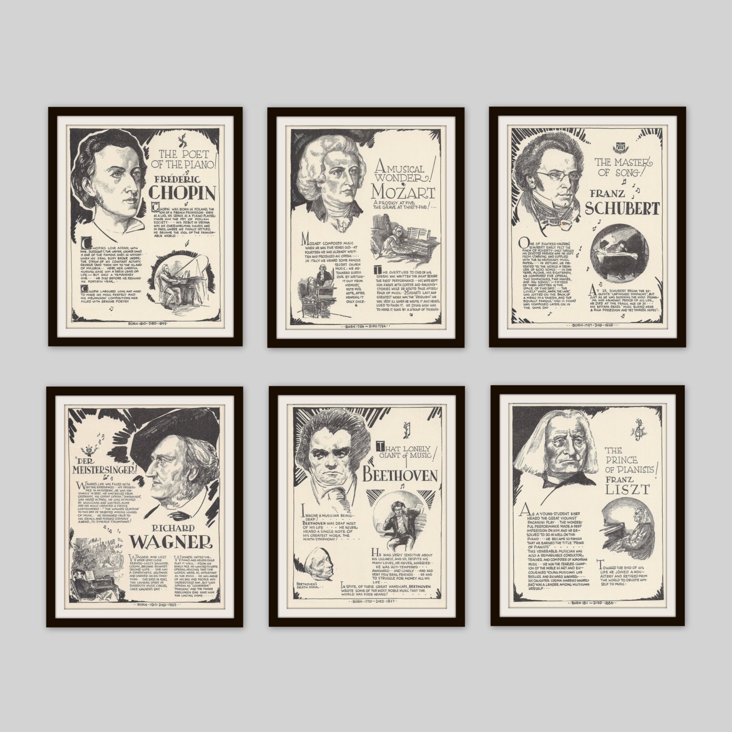 Any 6 Historical Biographies Set of 6 Vintage Art Print Set | Etsy