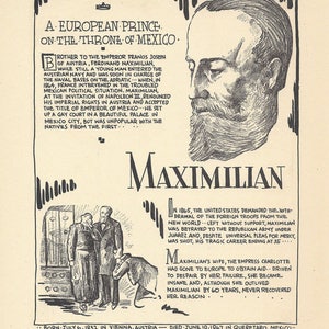 Maximillian I of Mexico, Vintage Art Print, History Teacher Gift ...