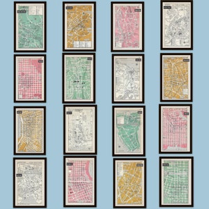 Any 6 City Maps, Set of 6, 1950s Vintage Maps, Mid Century, Retro ...