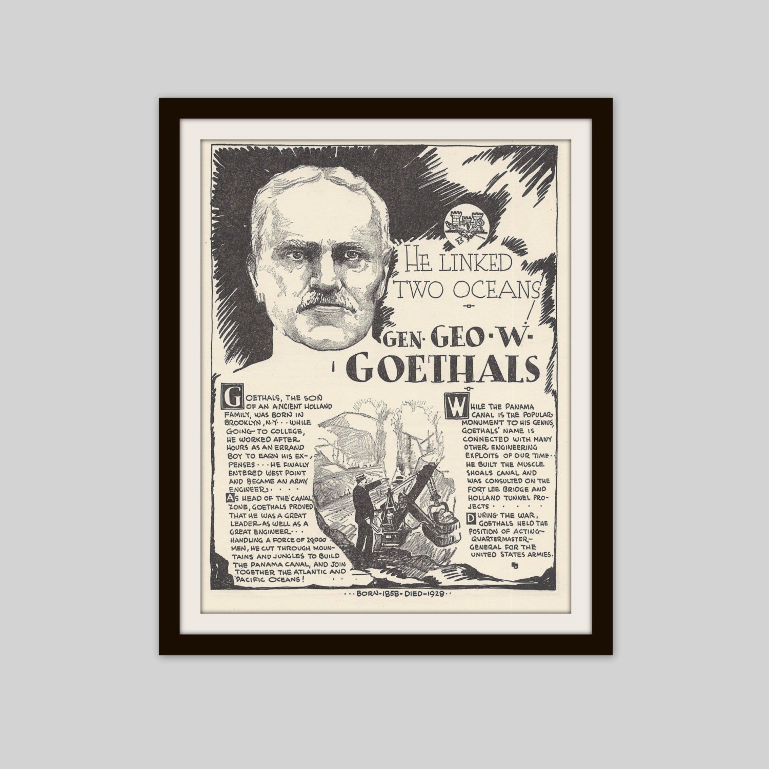 General George Goethals Vintage Art Print Classroom Decor - Etsy