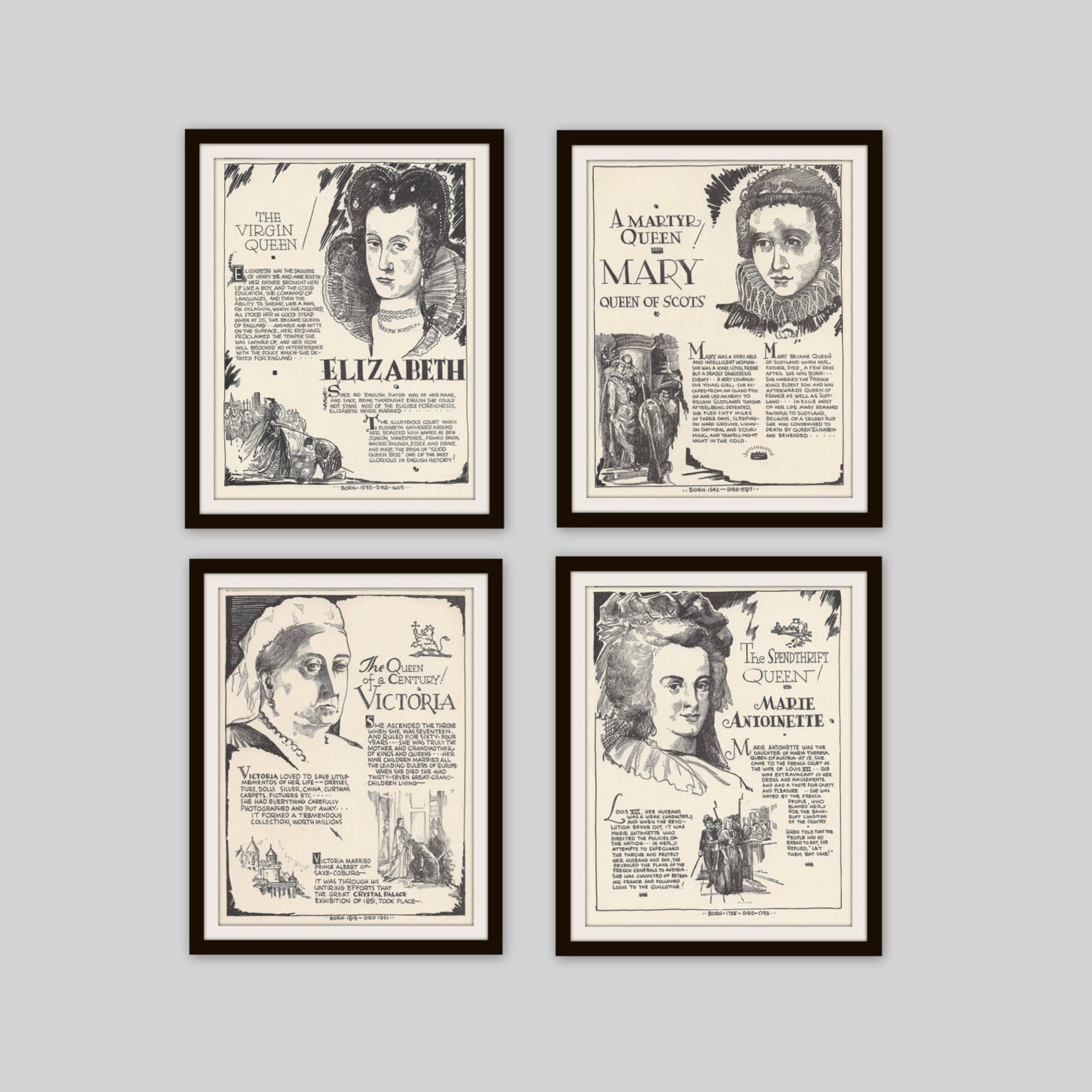 Any 3 Historical Biographies Set of 3 Vintage Art Print Set - Etsy
