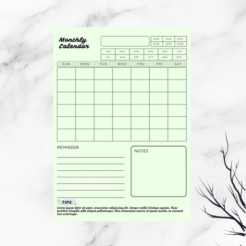 Monthly Calendar Printable – Minimal Monthly Planner | A4 A5 US Letter ...