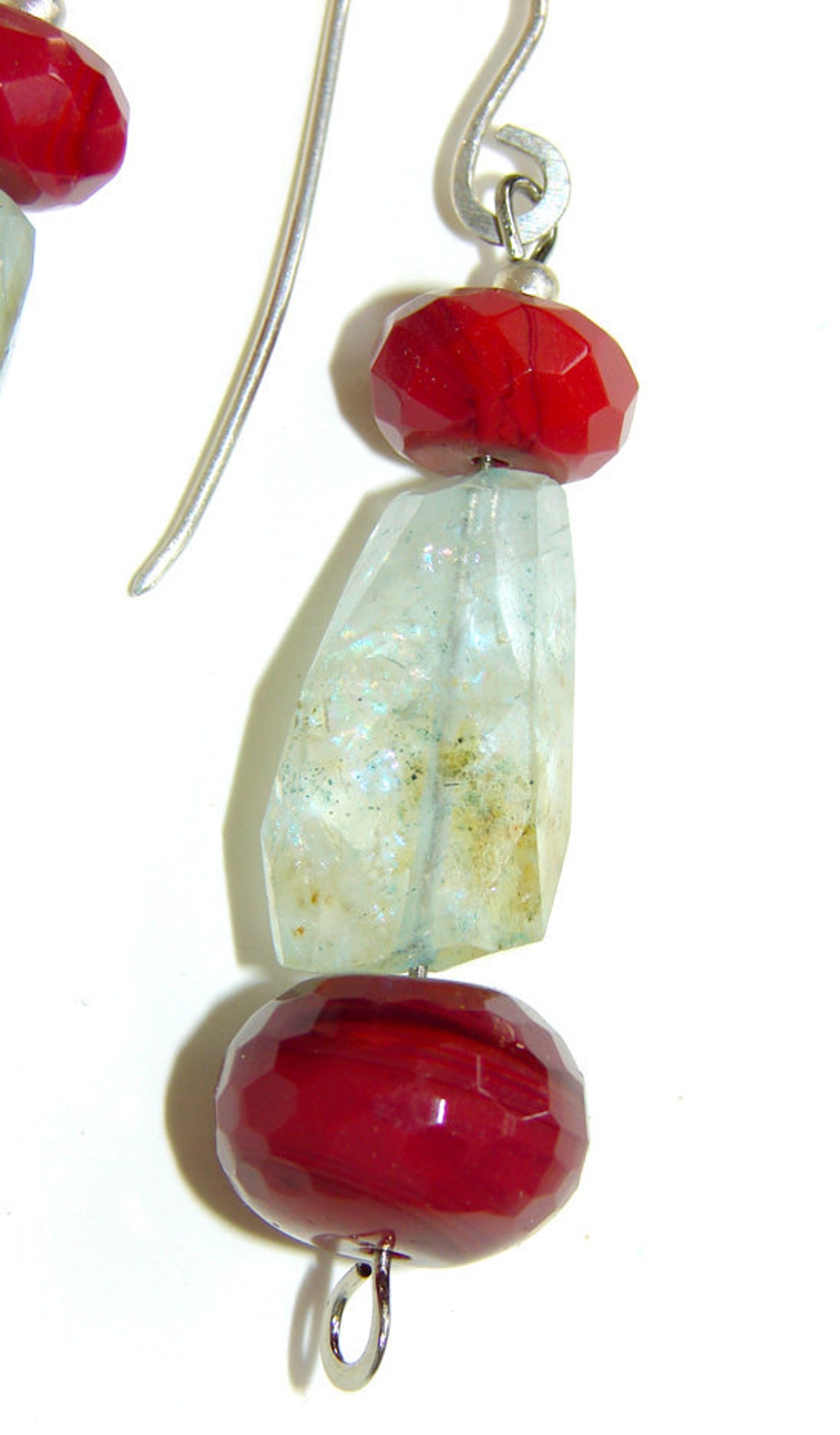Ruby Quartz and Prehnite Drop Earrings no.172 - Etsy