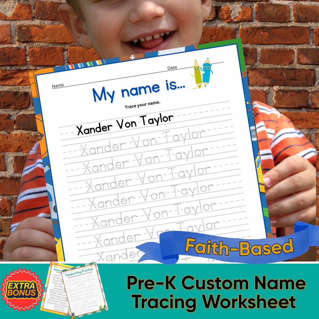 Personalized Christian Name Tracing Worksheet: Pre-k Homeschool ...