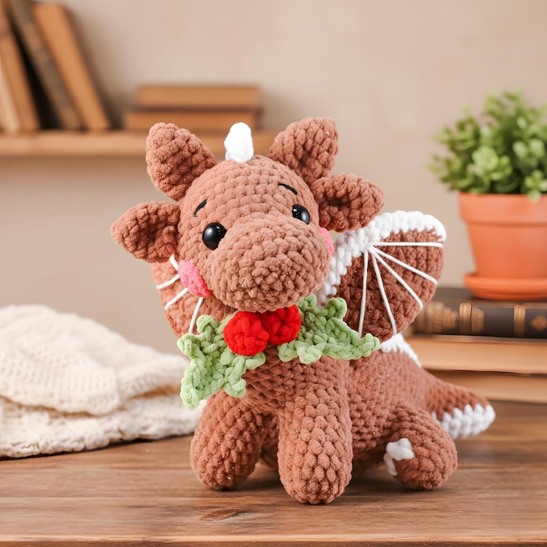 Gingerbread Dragon Crochet Pattern, Christmas Amigurumi Dragon, Cozy ...