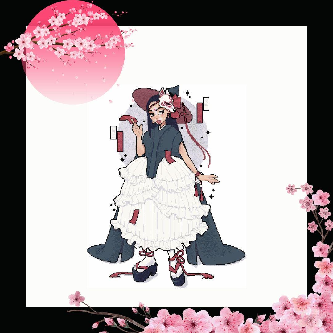 Hanako - Digital Download Cross Stitch Pattern - Etsy