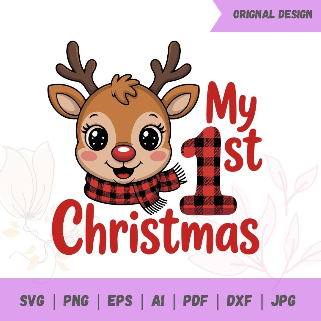 My First Christmas Reindeer SVG Png,baby’s 1st Christmas Design,baby’s ...