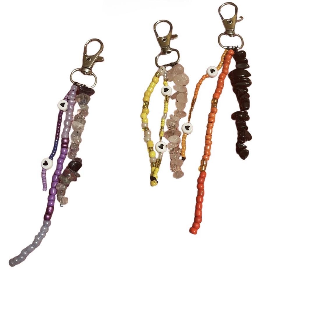 Beaded Heart Keychain, Nylon String Keychain - Etsy