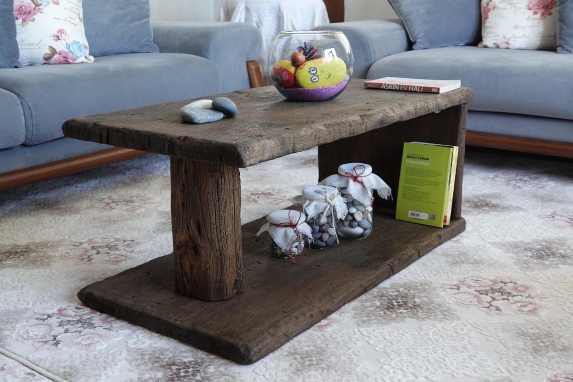 Rustic Oak Coffee Table, Nostalgia Table, Live Edge Furniture, Old ...