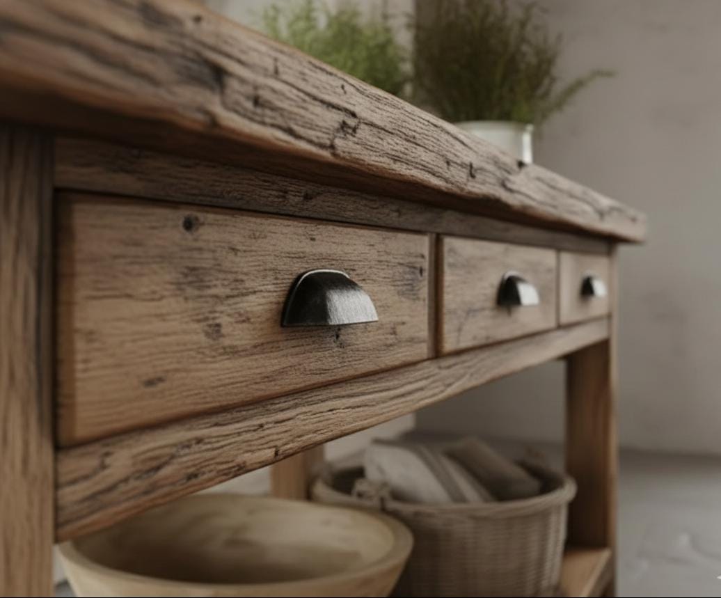 Handmade Solid Oak Kitchen Island With Drawers & Storage – Rustic ...
