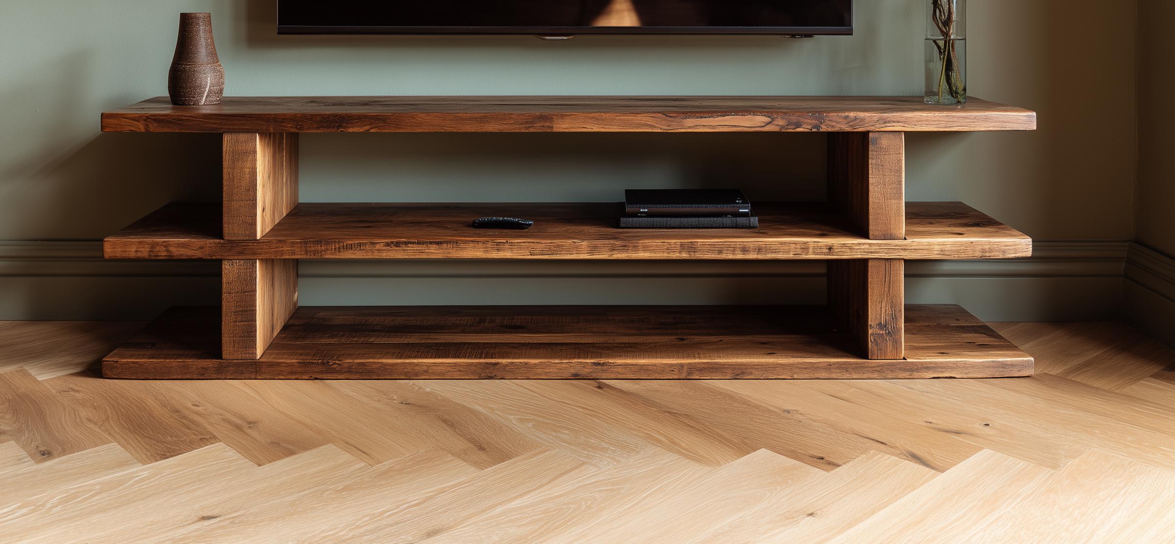 Handmade Rustic Oak TV Stand: Reclaimed Wood Console Table - Etsy