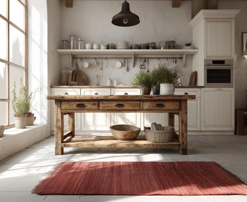 Handmade Solid Oak Kitchen Island With Drawers & Storage – Rustic ...