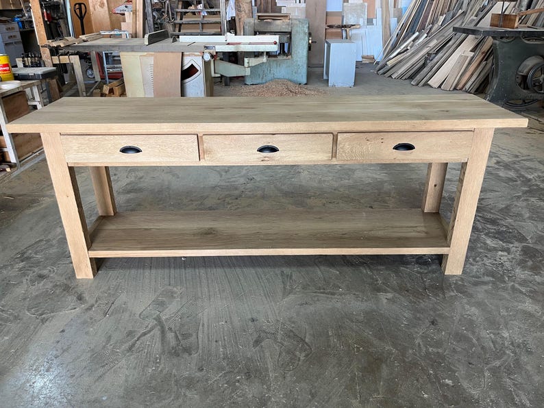 Handmade Solid Oak Kitchen Island With Drawers & Storage – Rustic ...