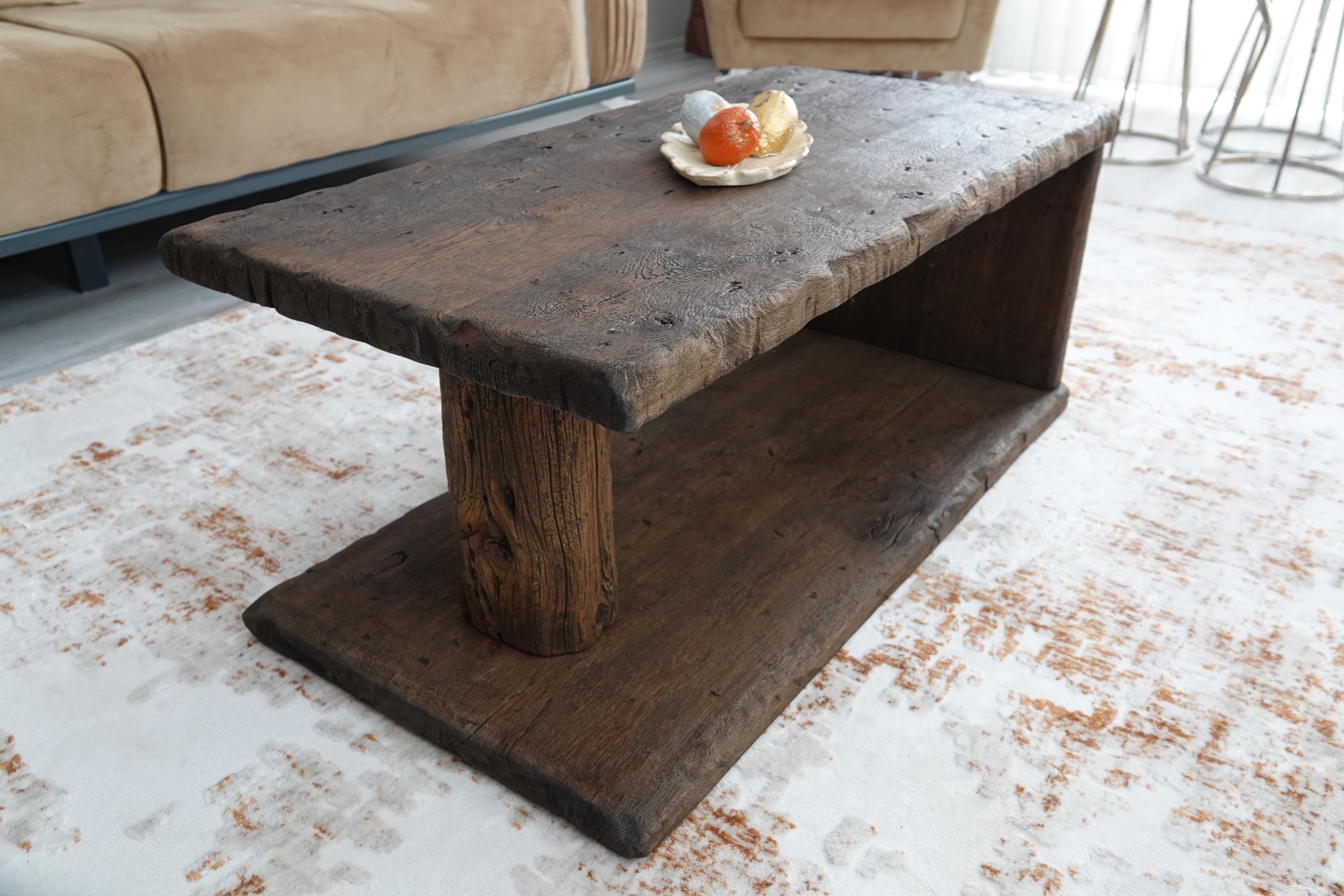 Rustic Oak Coffee Table, Nostalgia Table, Live Edge Furniture, Old ...
