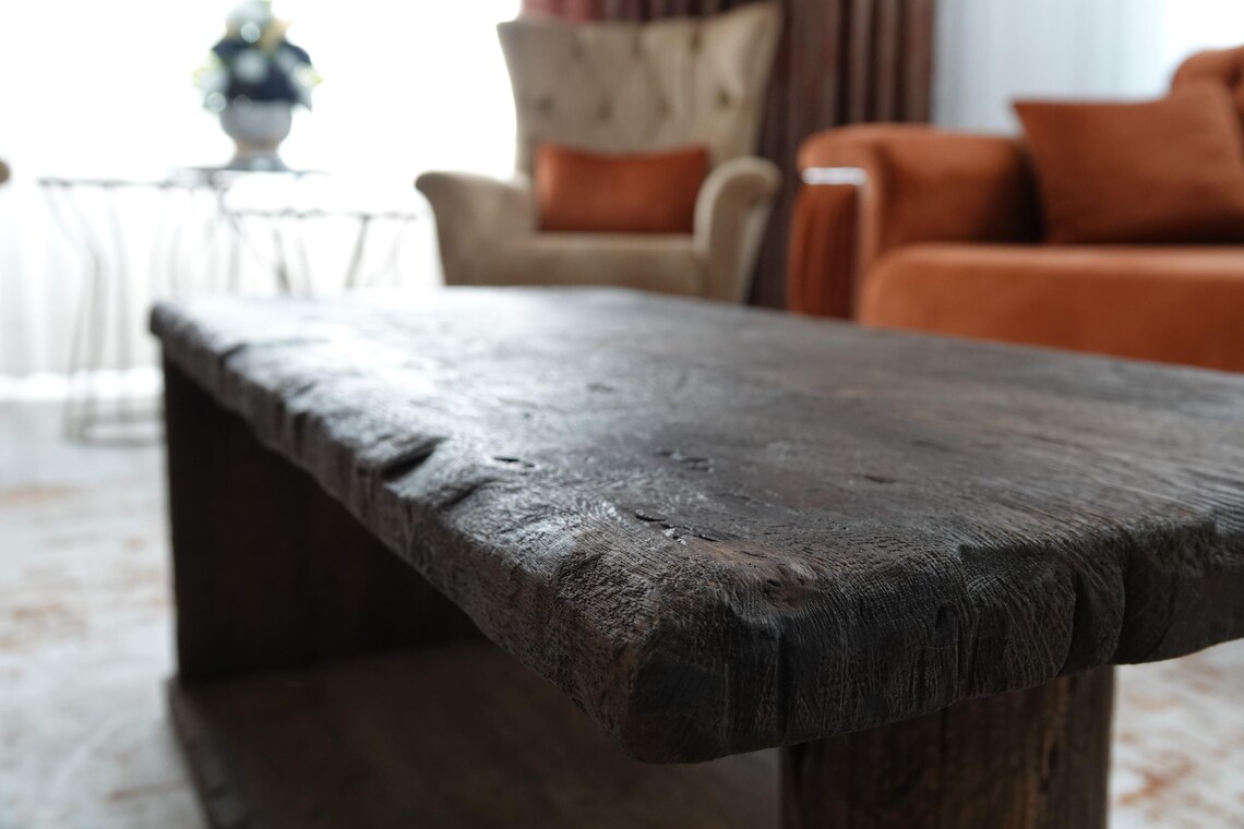 Rustic Oak Coffee Table, Nostalgia Table, Live Edge Furniture, Old ...