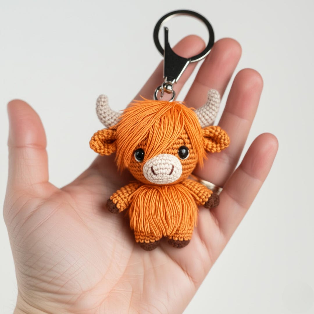 Highland Cow Keychain Crochet Pattern – Mini Amigurumi Cattle PDF ...
