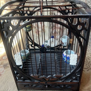 Antique Pagoda Form Chinese Birdcage Porcelain Feeders Jade Bronze - Etsy
