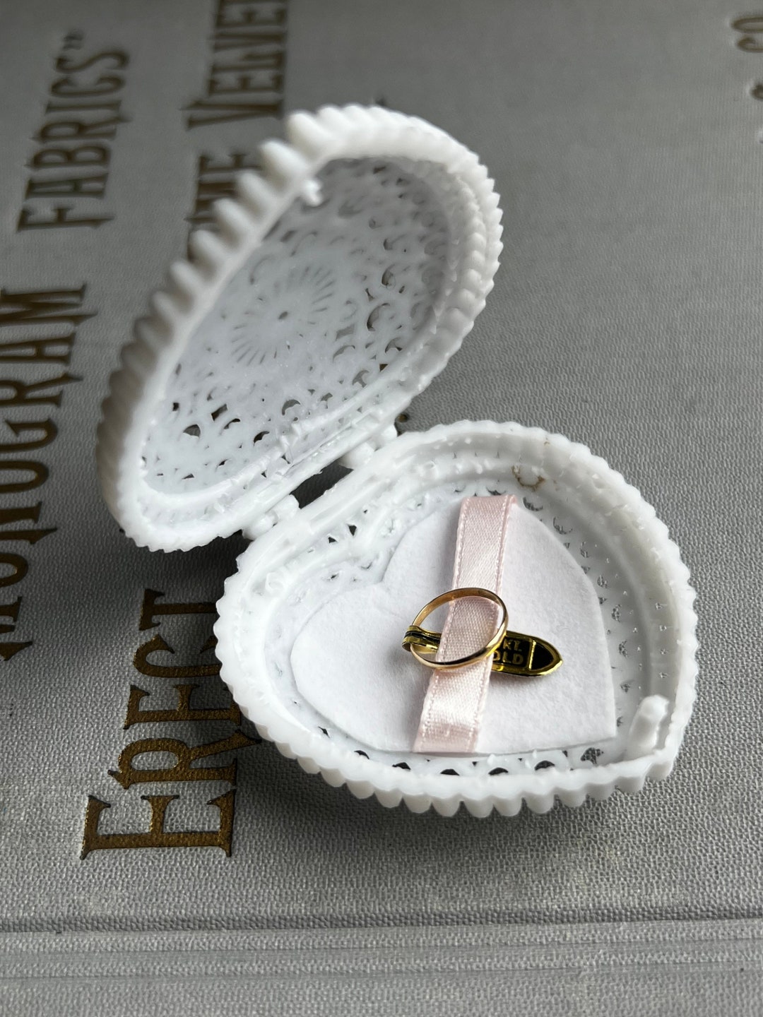 10K Gold Baby Ring Above Knuckle Midi Ring Fine Jewelry Lacy Heart Box ...