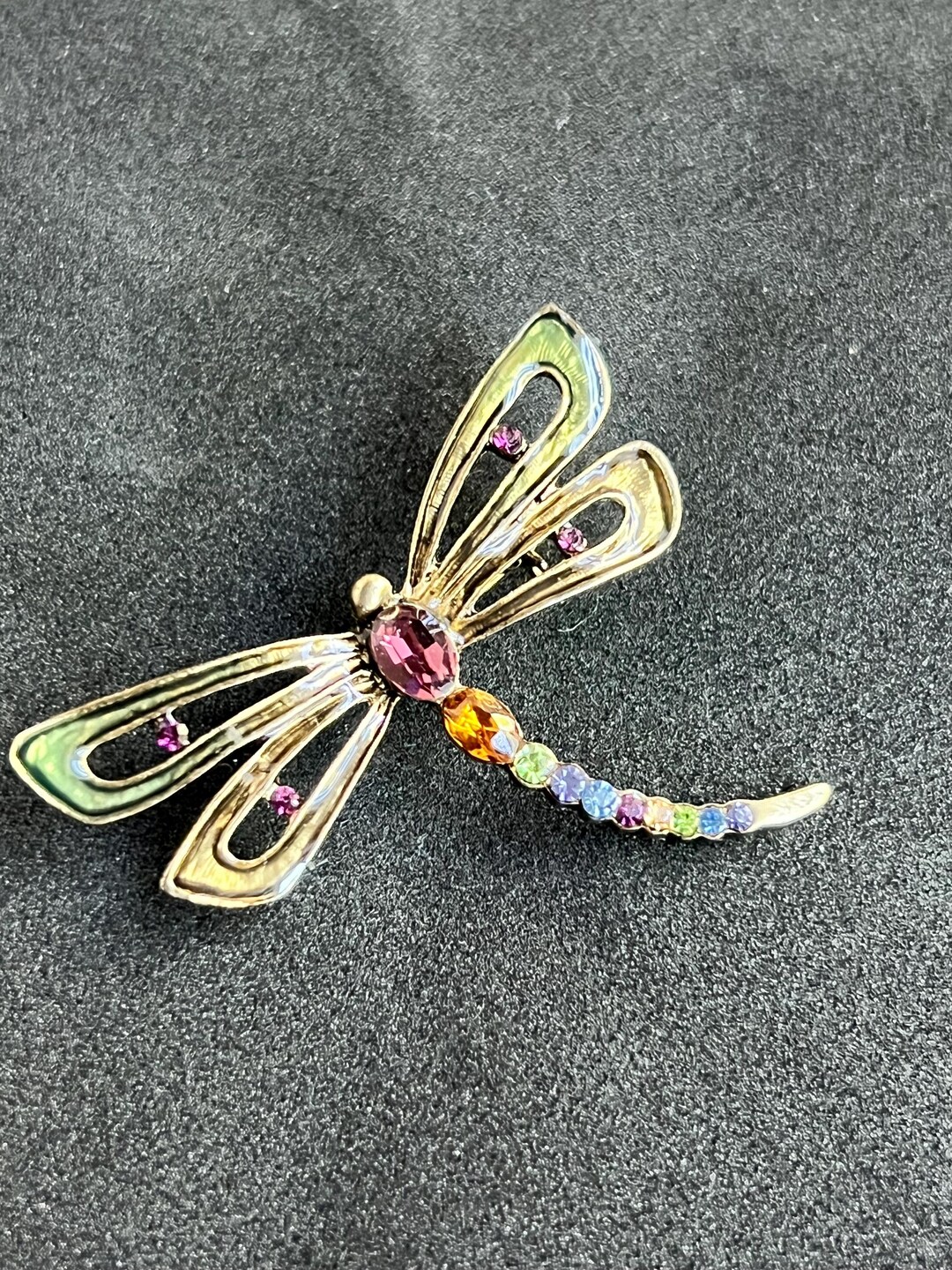 Monet Paste Dragonfly Brooch Vintage Winged Insect Costume Jewelry ...