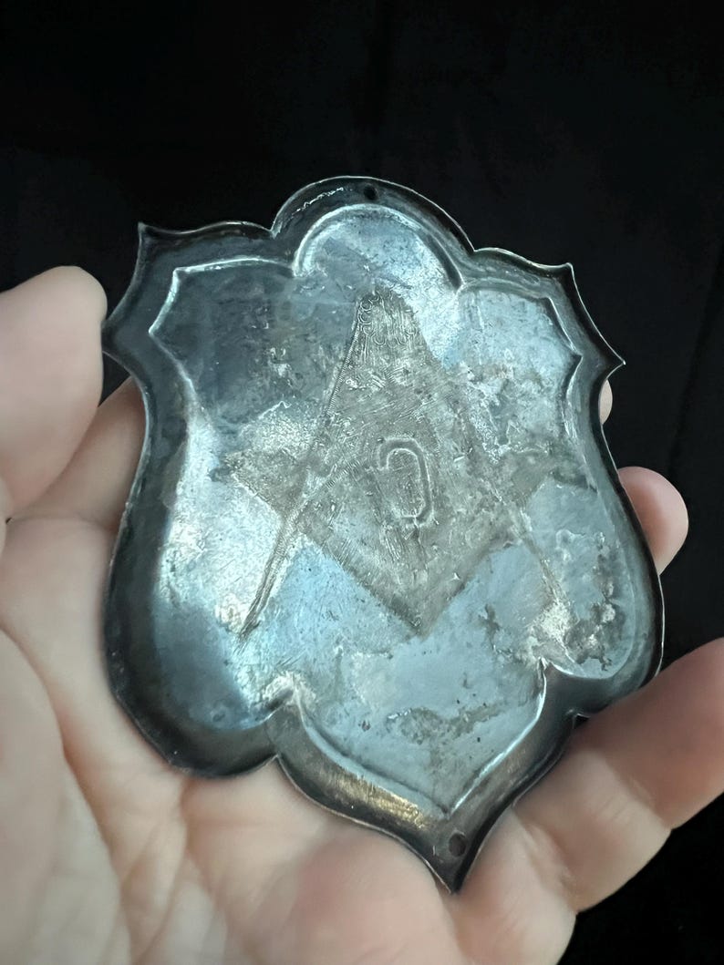Coffin Plate Masonic Casket Plaque Vintage Funeral Silver Freemasonry ...