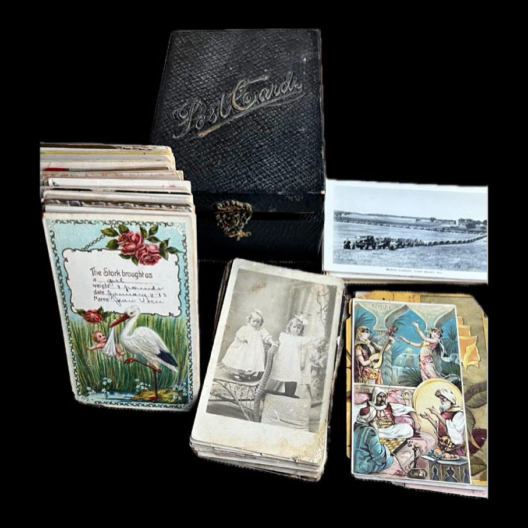 Antique Postcard Box & Collection of 100+ Vintage Postcards Sadie ...