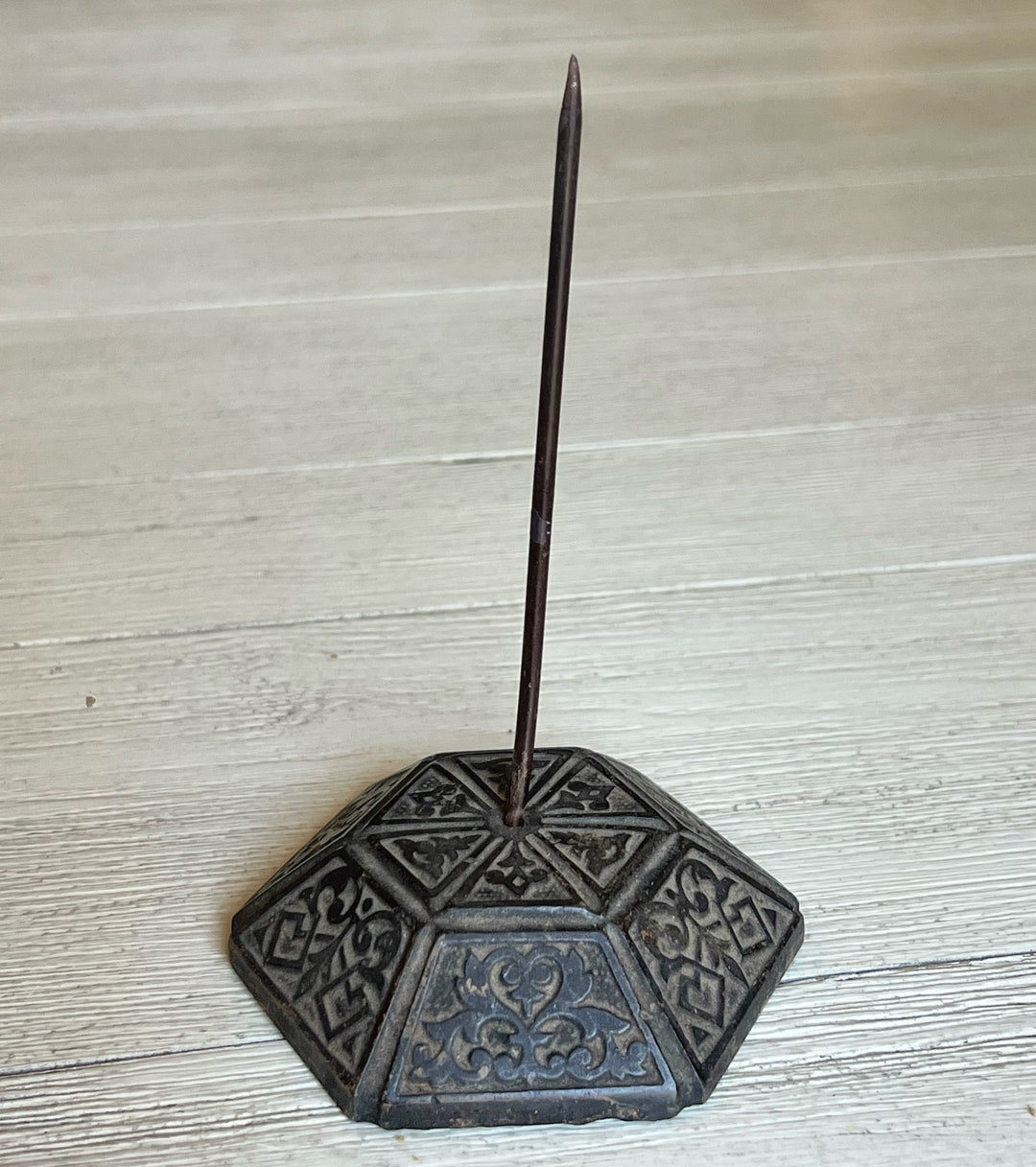 Antique Office Spindle Ornate Base Vintage Paper Spike 1878 - Etsy