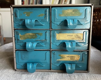 Vintage Green Metal 4 Drawer Small Parts Bin/ Box / Cabinet File A Way ...