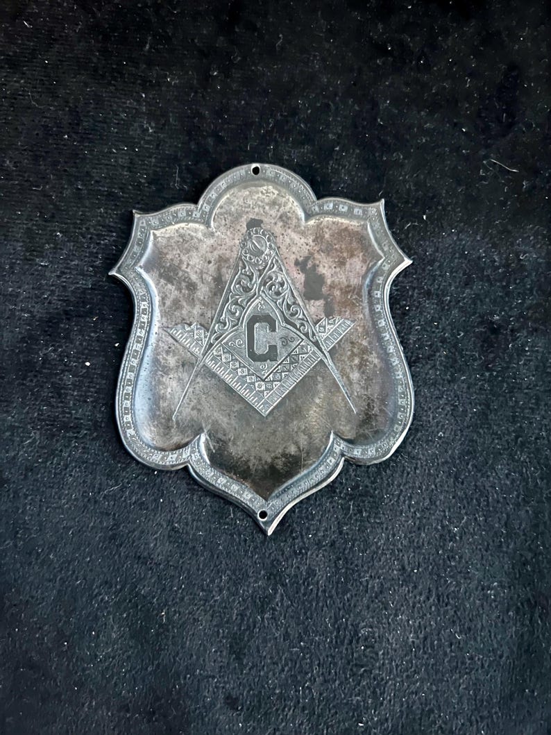 Coffin Plate Masonic Casket Plaque Vintage Funeral Silver Freemasonry ...
