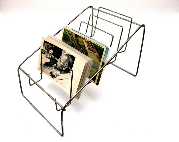 Vintage Postcard Display Rack Wire General Store Counter Top Post Card ...