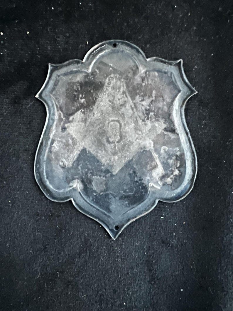 Coffin Plate Masonic Casket Plaque Vintage Funeral Silver Freemasonry ...