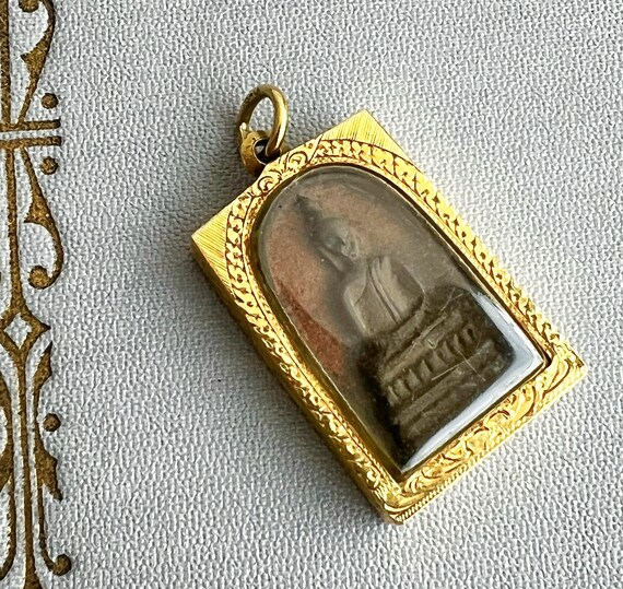18k Gold Cased Antique Thai Temple Amulet Talisman - Etsy