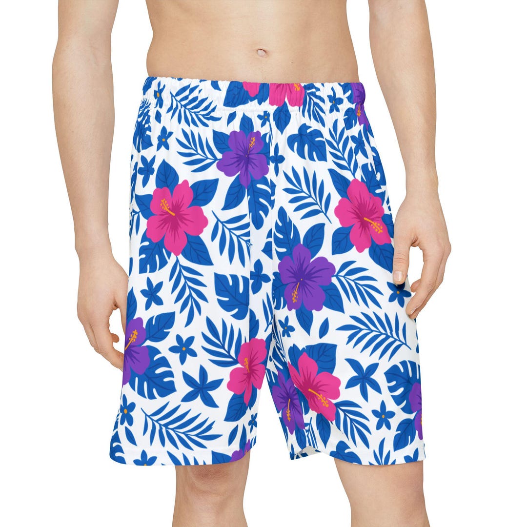 Midnight Tropic Men's Shorts, Summer Beach Athletic Wear, Tropical ...